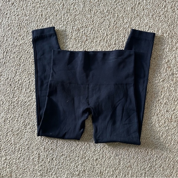 SPANX | Pants & Jumpsuits | Spanx Navy Blue Leggings Sleek Formfitting ...